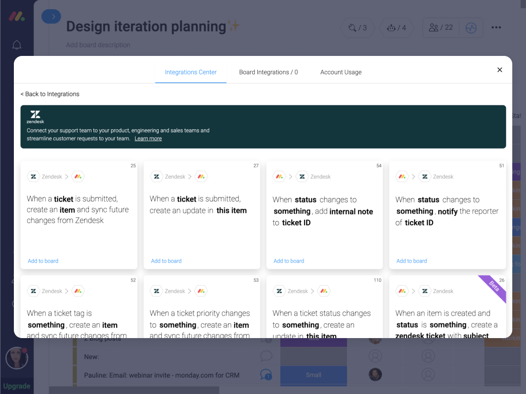 monday.com App Integration with Zendesk Support